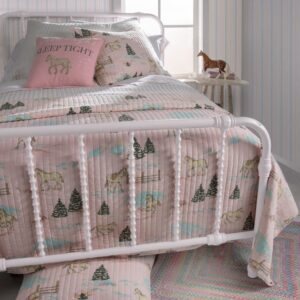 horse girls pink woodland ponies western full/queen quilt