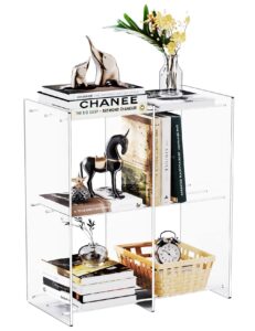 solaround acrylic bookshelf bookcase, storage organizer for bathroom, clear storage shelf freestanding