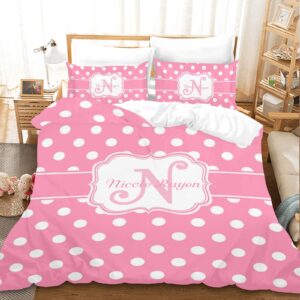 custom duvet cover pillowcase monogram dots vintage pink king size duvet cover pillow case bed colth for couple lovers bedroom decor