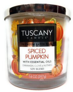 tuscany candle premium satin wax spiced pumpkin 14 ounce jar candle