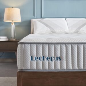 king mattress,lechepus 10 inch premium hybrid foam mattresses in a box,pocket innersprings with memory foam for motion isolation,breathable soft cover mattress medium firm,10-years support