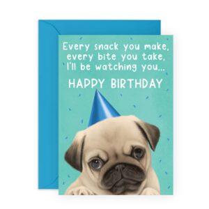 central 23 dog birthday card - funny pug greeting card - from the dog to fur parents, dog dad mom- pet owner - vegan ink - comes with stickers - made in uk