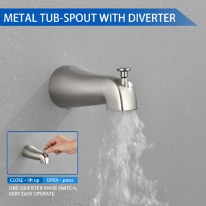 Shower Tub Kit Dual Shower System with Tub Spout Tub and Shower Faucet Set Complete Dual Shower Head and Handheld Combo Set Tub and Shower Trim Kit Brushed Nickel 88056BN