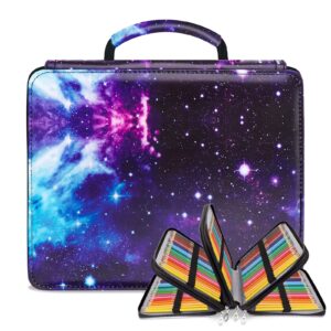 homicozy galaxy colored pencil case-168 slots pencil case organizer with pu leather cover suitable for pens markers colored pencils,portable large capacity pencil holder for artist,adults