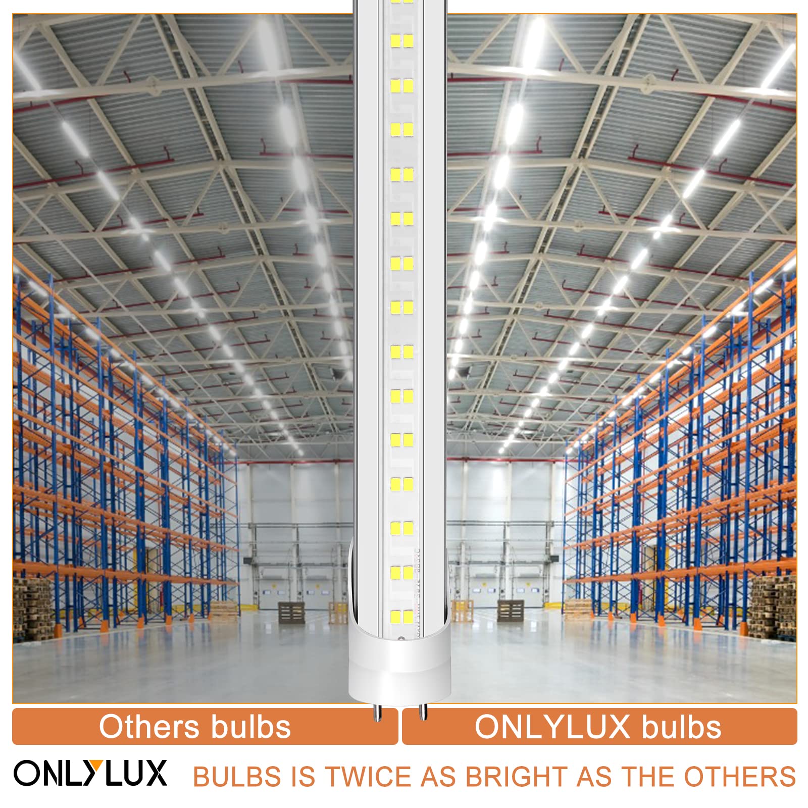 ONLYLUX Led Tube Lights 4ft, 4 Foot Led Bulbs 24-Pack 28W 5000K 4000lm Daylight T8 T10 T12 Fluorescent Replacement Dual Ended Power Clear Lens