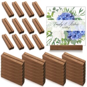 roowest wood place card holders 4.5 inch rustic wooden table number holder stands acrylic sign holders name card holder for wedding events birthday party home decoration(36 pcs)