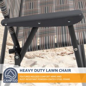 CAMP & GO High Seat Outdoor Double Wide Loveseat Web Folding Chair, Grey, 45.94" W x 22.63" D x 33.14" H