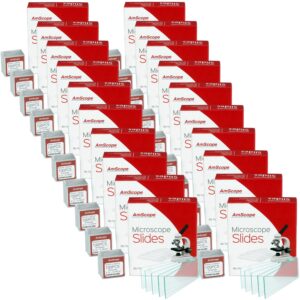 amscope - 72 pieces of pre-cleaned blank microscope slides + 100 coverslips - bs-72p-100s-22x20 - multi-pack (20 count)