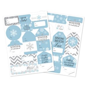 big dot of happiness pink winter wonderland gift tag stickers, assorted pink holiday snowflake winter birthday, baby shower gift tag labels, snowflake to and from stickers (12 sheets - 120 stickers)