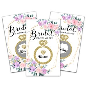 bridal shower scratch off game cards, boho floral bridal lottery tickets, gold foil wedding shower games ideas, bachelorette party activities & decorations (50 pack)-03