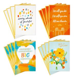 hallmark thank you cards assortment, every shade of grateful (16 thank you notes with envelopes) for teacher appreciation, caregivers, graduation