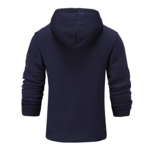 Maiyifu-GJ Pullover Hoodies for Men Classic Casual Solid Loose Fit Long Sleeve Hoodie Basic Lightweight Hooded Sweatshirt (Dark Blue,3X-Large)