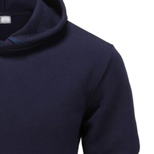 Maiyifu-GJ Pullover Hoodies for Men Classic Casual Solid Loose Fit Long Sleeve Hoodie Basic Lightweight Hooded Sweatshirt (Dark Blue,3X-Large)