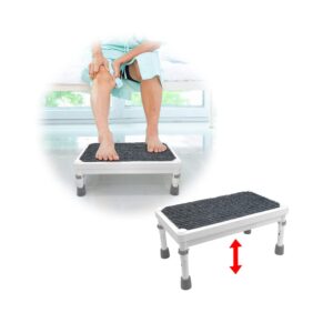 medical foot stool metal step platform heavy duty adjustable stepping stool anti skid bed stairs for adults disability aids mobility equipment bed step stools for high beds, nursing, suv car - 750lbs