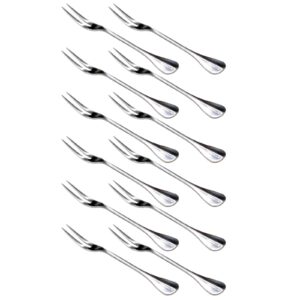 hazoulen small stainless steel forks for cocktail appetizer dessert party, 12 pack