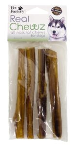 pet factory real chewz 6" steer sticks dog chew treats, 100% all-natural - 4 count/1 pack