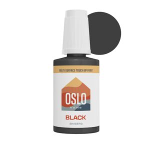 oslo home touch up paint, black, 20ml, matte, w/brush in bottle, quick drying, for home, kitchen cabinets, walls