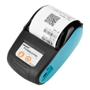 portable thermal receipt printer, 58mm bill printer for labels, receipts, barcodes, tags, and wrist bands, bluetooth 4.0, compatible with android, ios & windows(blue)