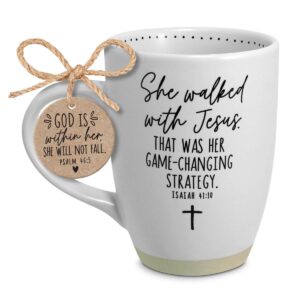 lighthouse christian products she walked with jesus white 17 ounces coffee cup mug