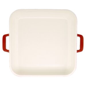 Heiss® Energy-Efficient Cast Aluminum Mini Square Grill Pan for Serving, 10 Ounce, 6" x 6", Red/White