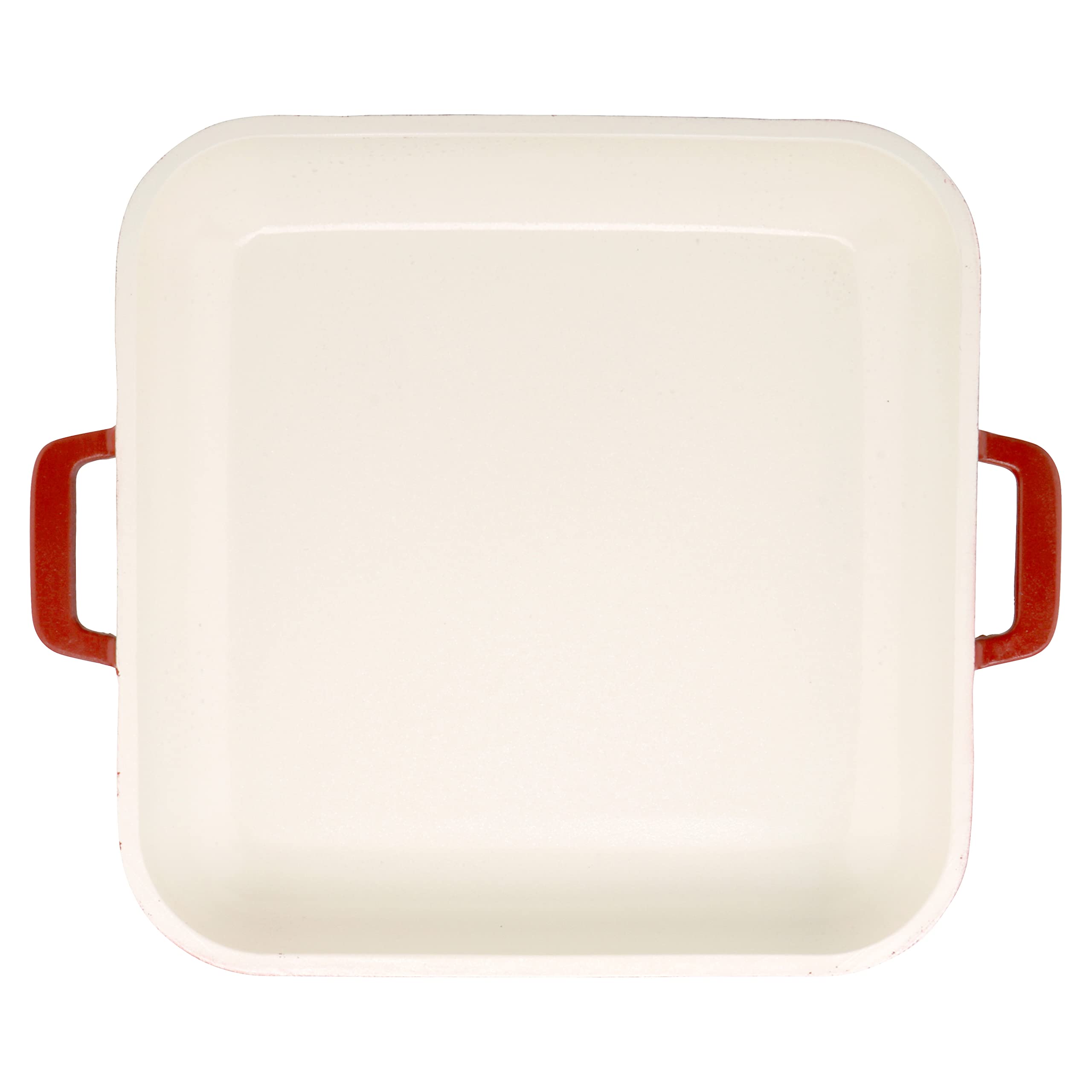 Heiss® Energy-Efficient Cast Aluminum Mini Square Grill Pan for Serving, 10 Ounce, 6" x 6", Red/White