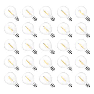 jslinter 25pack g40 led string light bulbs replacement, 1w(11w equivalent), 60lm, 2200k warm white, shatterproof, e12 screw base, vintage edison bulbs for patio garden