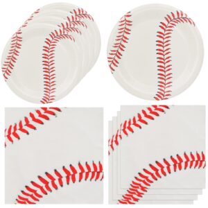 snimics 40pcs baseball party decorations,baseball plates,baseball napkins for baseball birthday party supplies baseball fans boys baby shower(2-baseball)