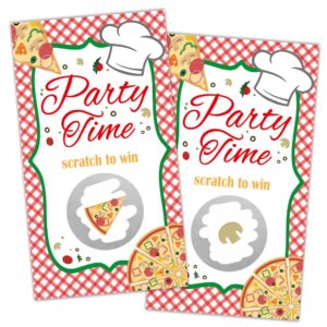 rewidparty pizza party scratch off game cards（32 pcs） wedding bridal baby shower scratch off cards activity for christmas thanksgiving raffle tickets family holiday games supplies for kids adults