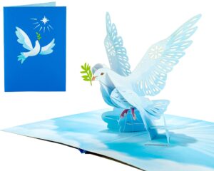 dove bird,wow greeting pop up 3d card for all occasions,peace, birthday, love, christmas, grace, holy spirit, hope,personalized with insert message note,handcrafted with love,proud usa brand