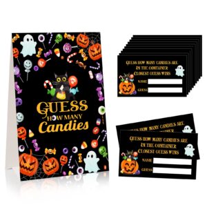 facraft halloween guess how many candies games,36pcs candies guessing game cards halloween party game for kids adults halloween guessing candy jar card ticket birthday halloween party favor supplies