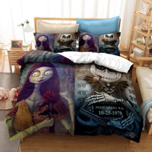 oyuxmas nightmare before christmas duvet cover set 3 pcs halloween suit quilt cover with zip, microfiber soft duvet cover bedding set-1 duvet cover+2 pillow shams- california king(no comforter)