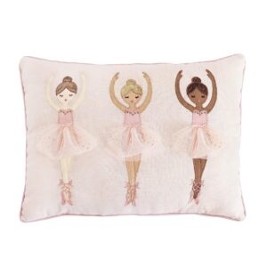 mon ami ballerina girls decorative throw pillow – 16x12”, dancing ballerina cushion for girls, kids of all ages, room décor