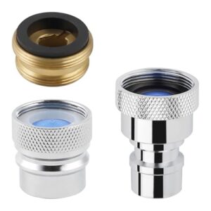 2pcs portable dishwasher faucet adapter, sink faucet adapter connection for dishwasher, can be used as faucet aerator, 15/16-27 male outside and 55/64-27 female inside, chrome