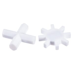 yokive 2 pcs magnetic stir bar, ptfe coated cross/gear type stirrer | great for lab liquid solution stirring mixing(white, 2 sizes)