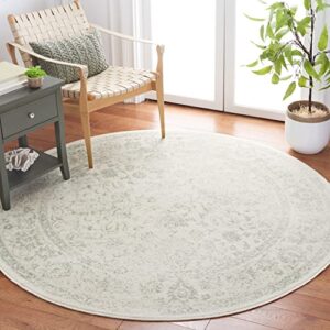 safavieh adirondack collection 9' round ivory/sage adr109v oriental distressed non-shedding area rug