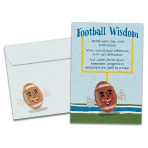 tree-free greetings - humorous birthday cards - artful designs - 1 card + matching envelopes - made in usa - 100% recycled paper - 5"x7" - football wisdom (go61536)