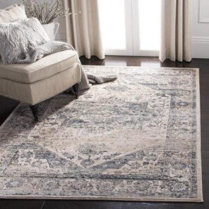 martha stewart x safavieh 6'7" x 9' ivory/blue msr868a oriental non-shedding area rug