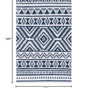 SAFAVIEH Augustine Collection Area Rug - 8' x 10', Navy & Ivory, Moroccan Boho Tribal Fringe Design, Non-Shedding & Easy Care, Ideal for High Traffic Areas in Living Room, Bedroom (AGT849N)