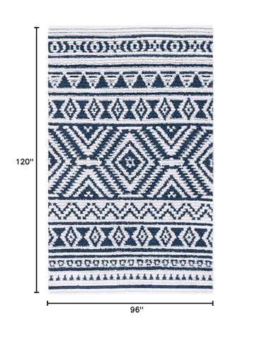 SAFAVIEH Augustine Collection Area Rug - 8' x 10', Navy & Ivory, Moroccan Boho Tribal Fringe Design, Non-Shedding & Easy Care, Ideal for High Traffic Areas in Living Room, Bedroom (AGT849N)