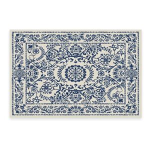 ruggable washable 2x3 area rug, delphina delft blue, premium vintage rugs for living room, bedroom, kitchen, office, classroom with gripper non slip pad