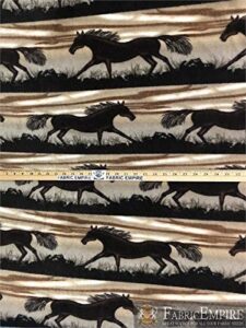 fleece printed antipill winter fabric wild horses / 58" wide/sold by the yard