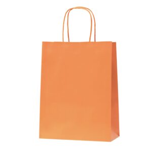 nexmint orange gift bag 8"x10.5": 24 pack bulk medium kraft paper bags with handle. great for halloween, birthday, holiday party, autumn festivities, favors, goodie, candies, shopping, business, retail