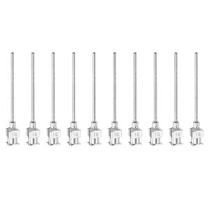 harfington 10pcs 16gauge stainless steel dispensing needles, 1 1/2" all metal glue needle tube blunt tips luer lock for thick liquids, ink, glue, lab use