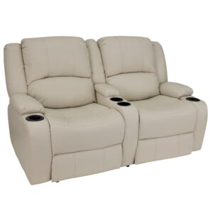 recpro rv 64" powered recliner loveseat | wall hugger sofa | ultrafabrics brisa (birch)