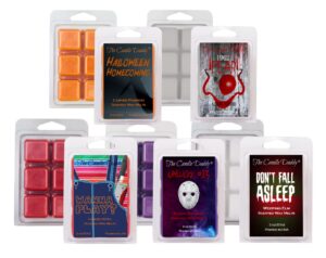 the candle daddy halloween horror movie 5 pack - 5 amazingly spooky wax melts - 30 total cubes - 10 total ounces - fun scary gift october fall autumn