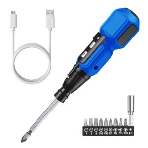 oria electric screwdriver, cordless electric screwdriver, 13 in 1 cordless power repair tool kits with 10 bits and 1/4 inch bit holder, led lights, charging cable, for phones,toys, pc