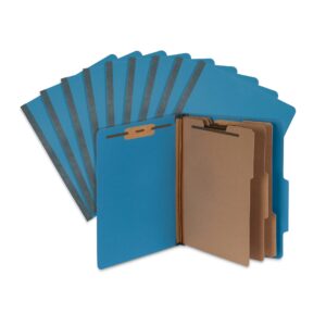 blue summit supplies dark blue classification folders, 3 dividers, letter size with 2 inch tyvek expansions, use for organizing medical records & client files, great as lease folders, 10 pack