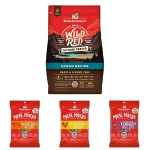 stella & chewy's wild red raw coated dry dog food + freeze-dried meal mixers sample variety pack