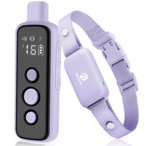 bousnic shock collar for dogs - waterproof rechargeable dog electric training collar with remote for small medium large dogs with beep, vibration, safe shock modes (8-120 lbs) (purple)