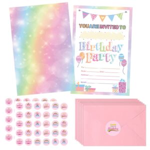 idealmuzik 30 pack birthday party invitations for girls with envelopes and sticker, cute birthday party invitations cards for kids, party decorations supplies for baby shower birthday party